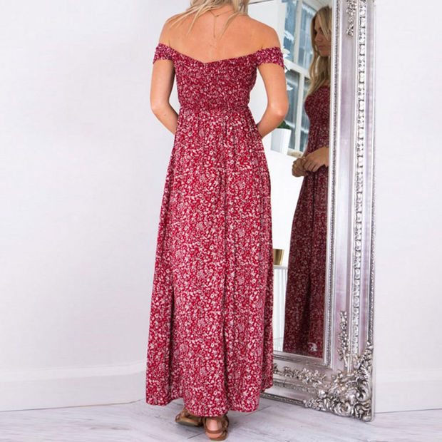 Split Floral Wrap Short Sleeve One Piece Dress on Luulla
